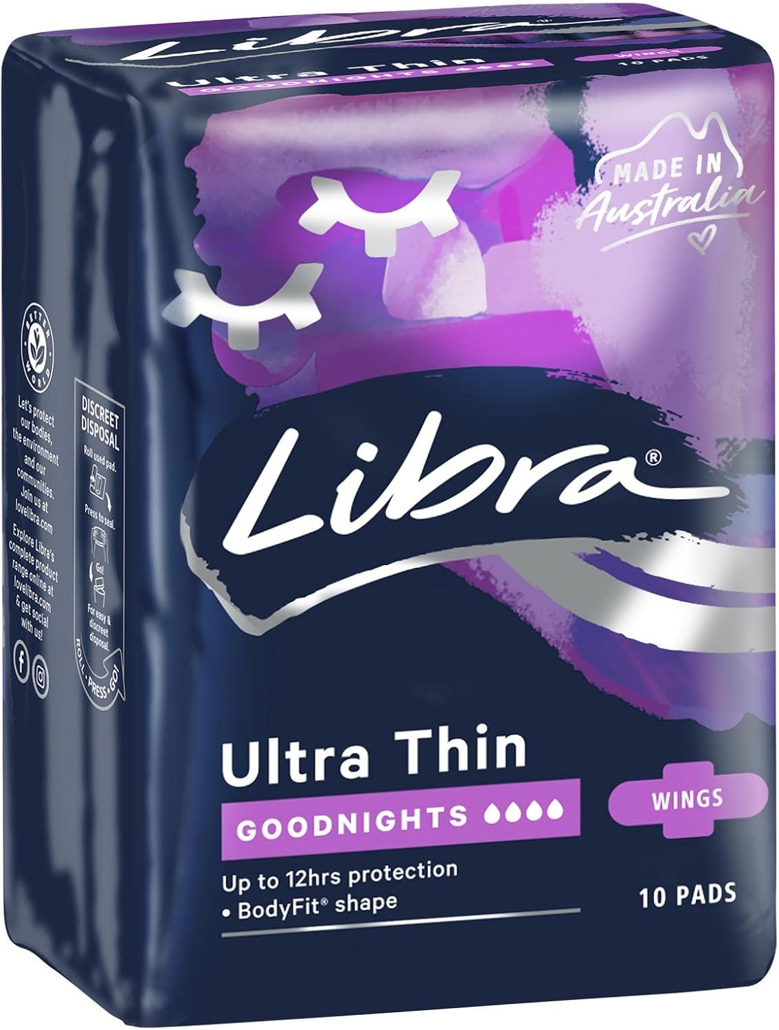 Libra Ultra Thin Pads Goodnights with Wings - 10 pack : Amazon.com.au ...