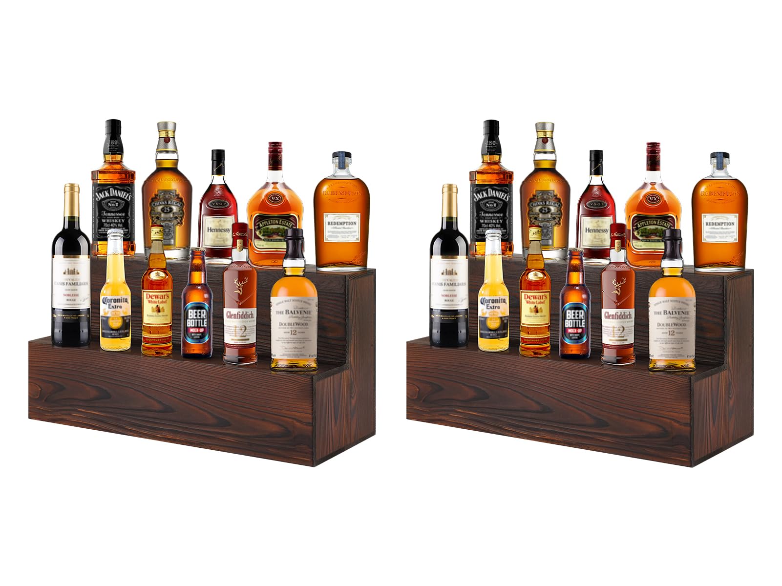 Amazon.com: EELLAO 2Pack Liquor Bottle Display Shelf, 2 Tier Liquor ...
