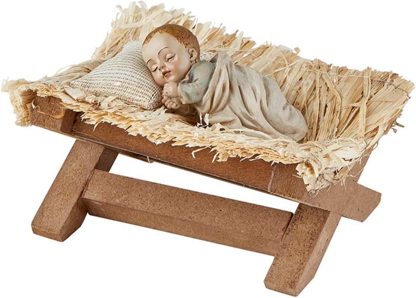 Amazon.com: Infant Jesus Christ in Crib 2 Piece Resin Christmas ...