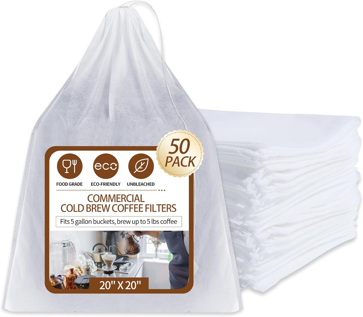 Amazon.com: 50Pcs Commercial Cold Brew Coffee Filters for 5 Gallon ...
