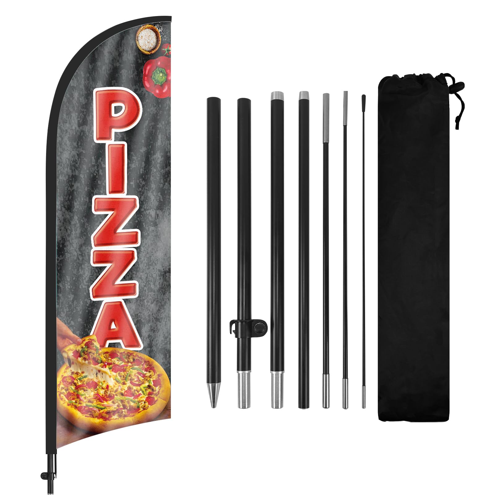 Amazon.com : Pizza Advertising Swooper Flag Banner, Pizza Feather Flag ...