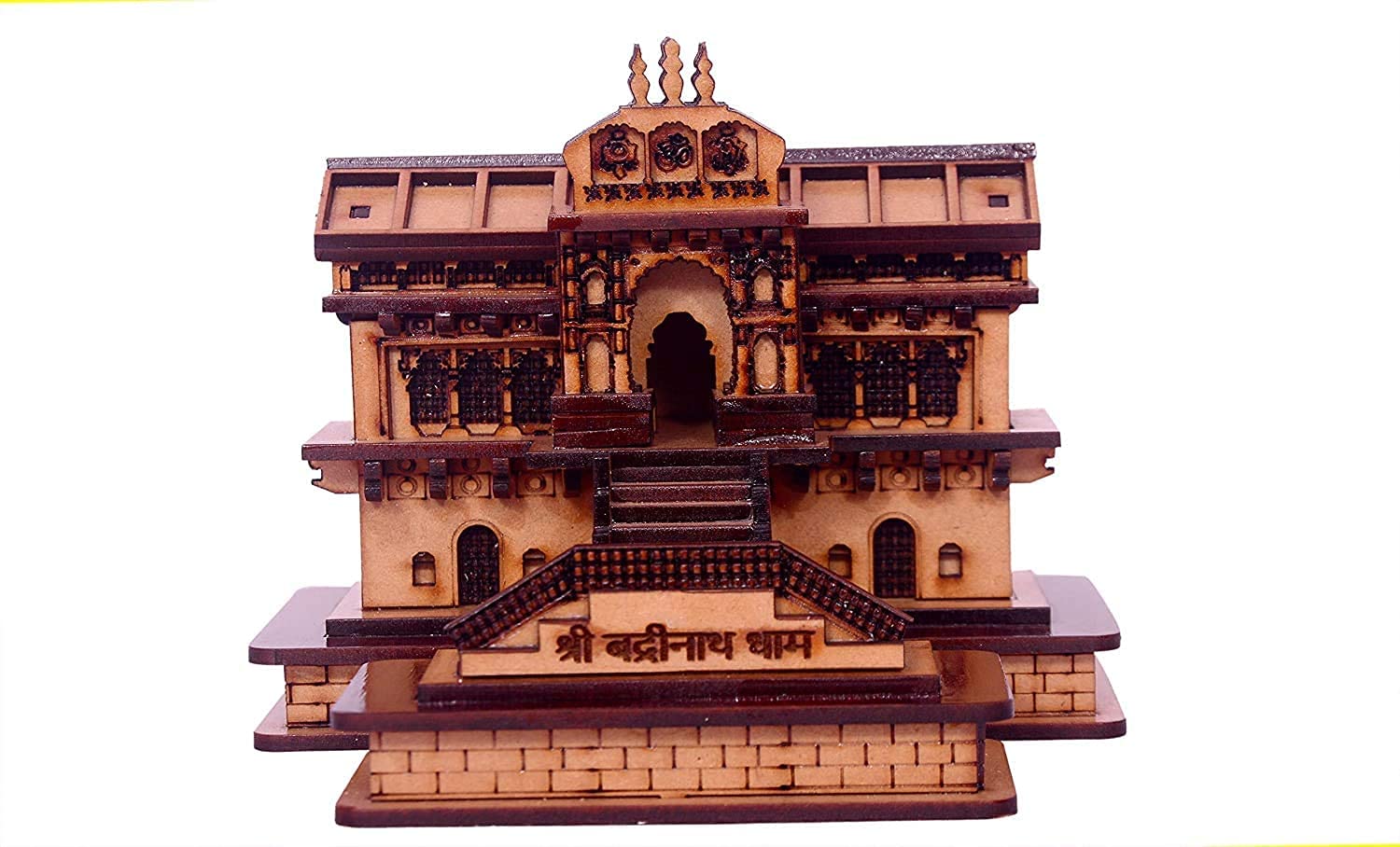 Buy Will and Weaves Wooden Shree Badrinath Temple Miniature 3D Handmade ...