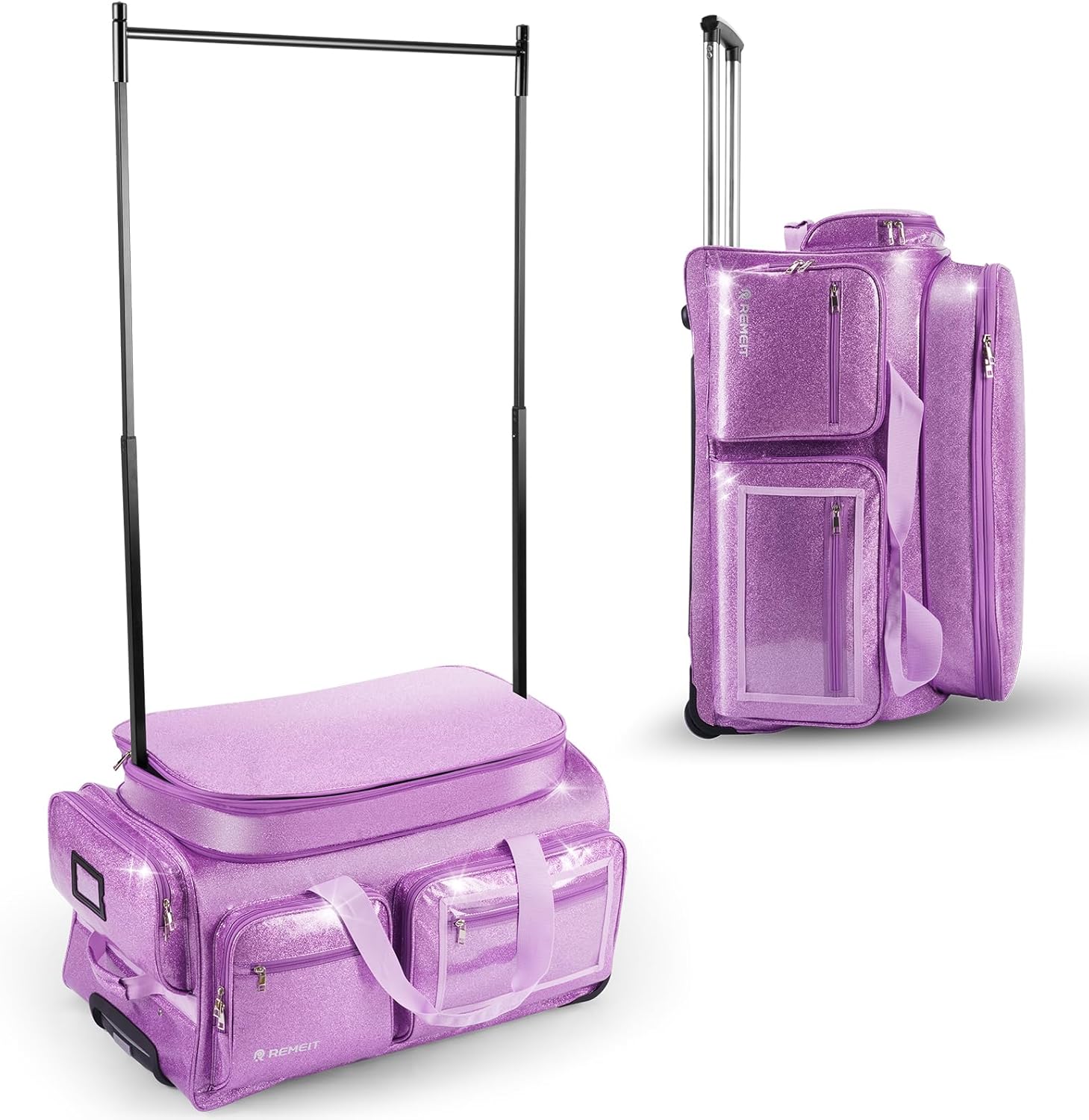 Dance Bag with Garment Rack, Purple Clothes Duffel Dance Bag with Rack ...