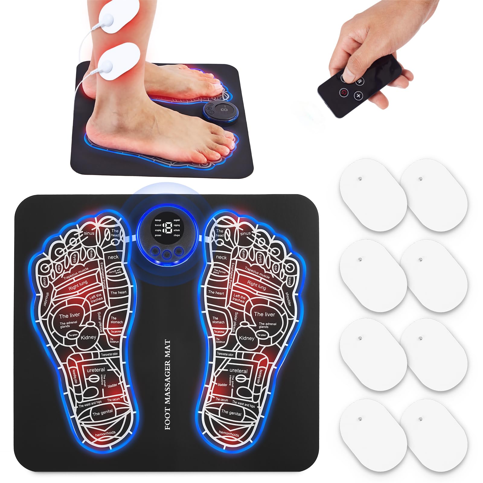 EMS Foot Massage Mat, Portable & Rechargeable Foot Massager Mat with ...