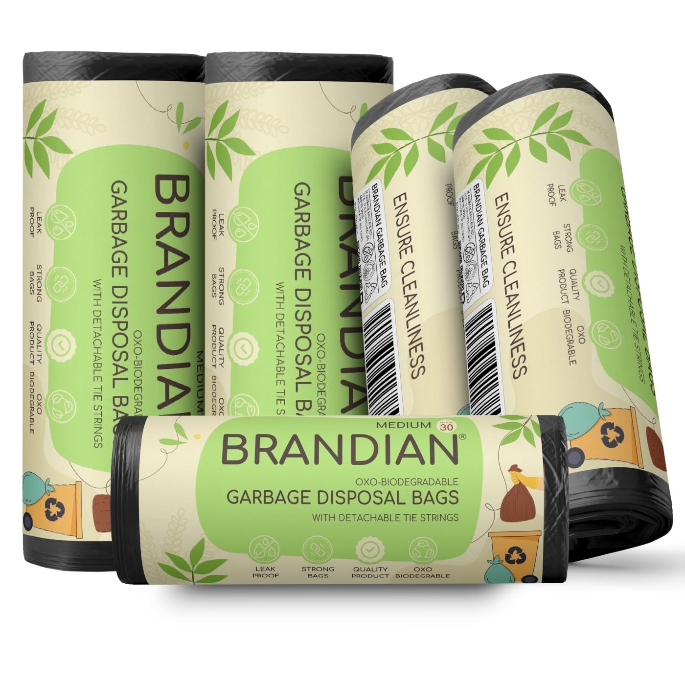 Brandian Biodegradable Garbage Bags Medium Size 19 X 21 Inches Dustbin ...