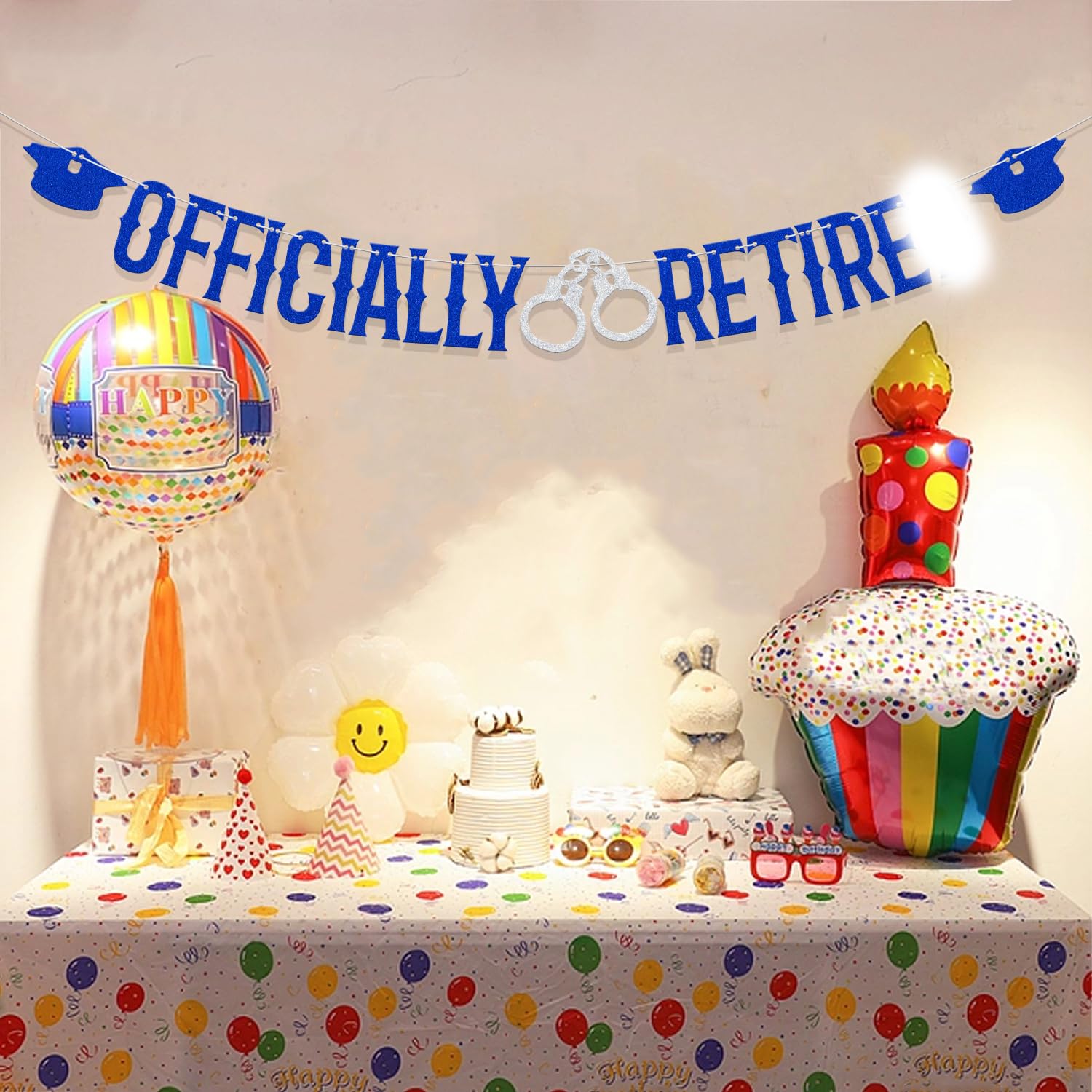 Snapklik.com : Blue Silver Glitter Officially Retirement Banner, Police ...