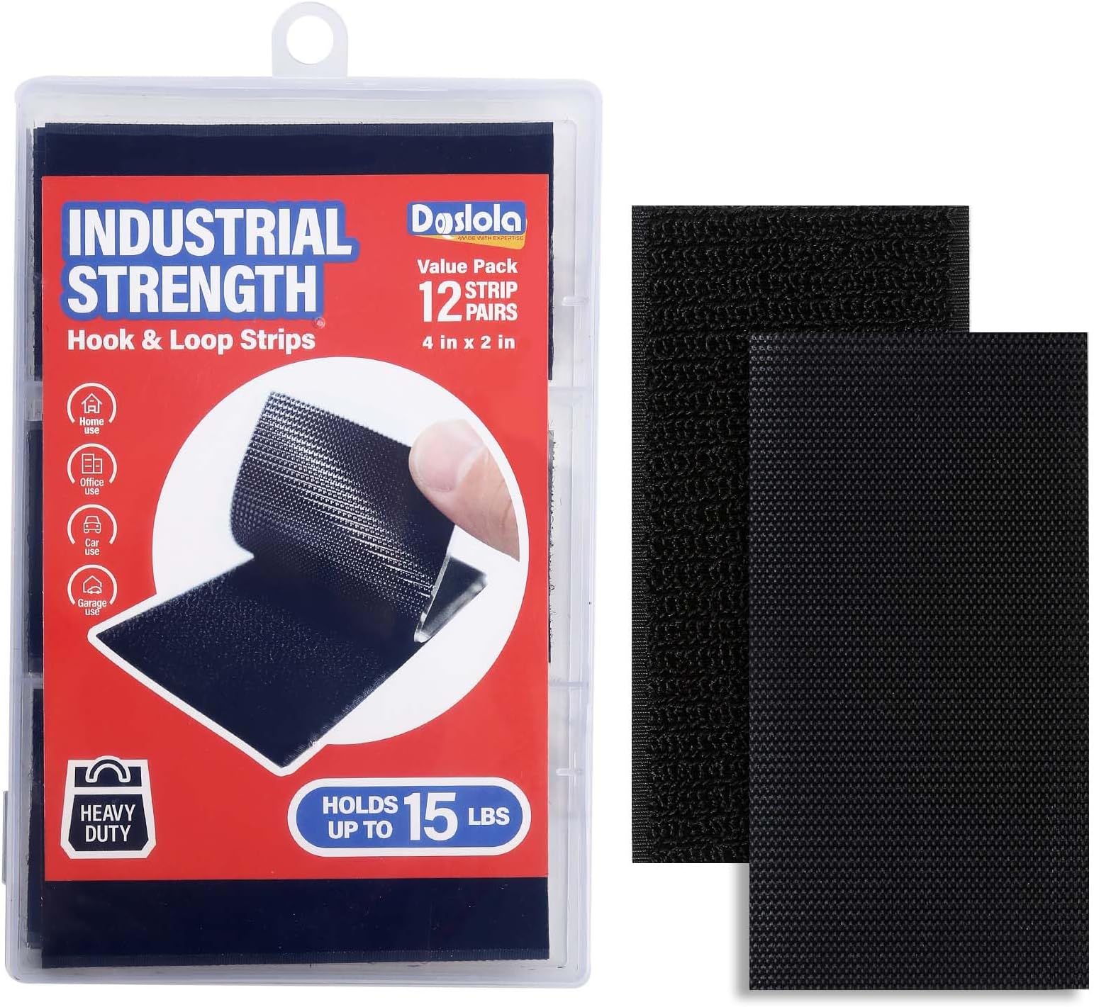 Doslola Heavy Duty Hook and Loop Strips with Adhesive | 4x2 Inch Wide ...