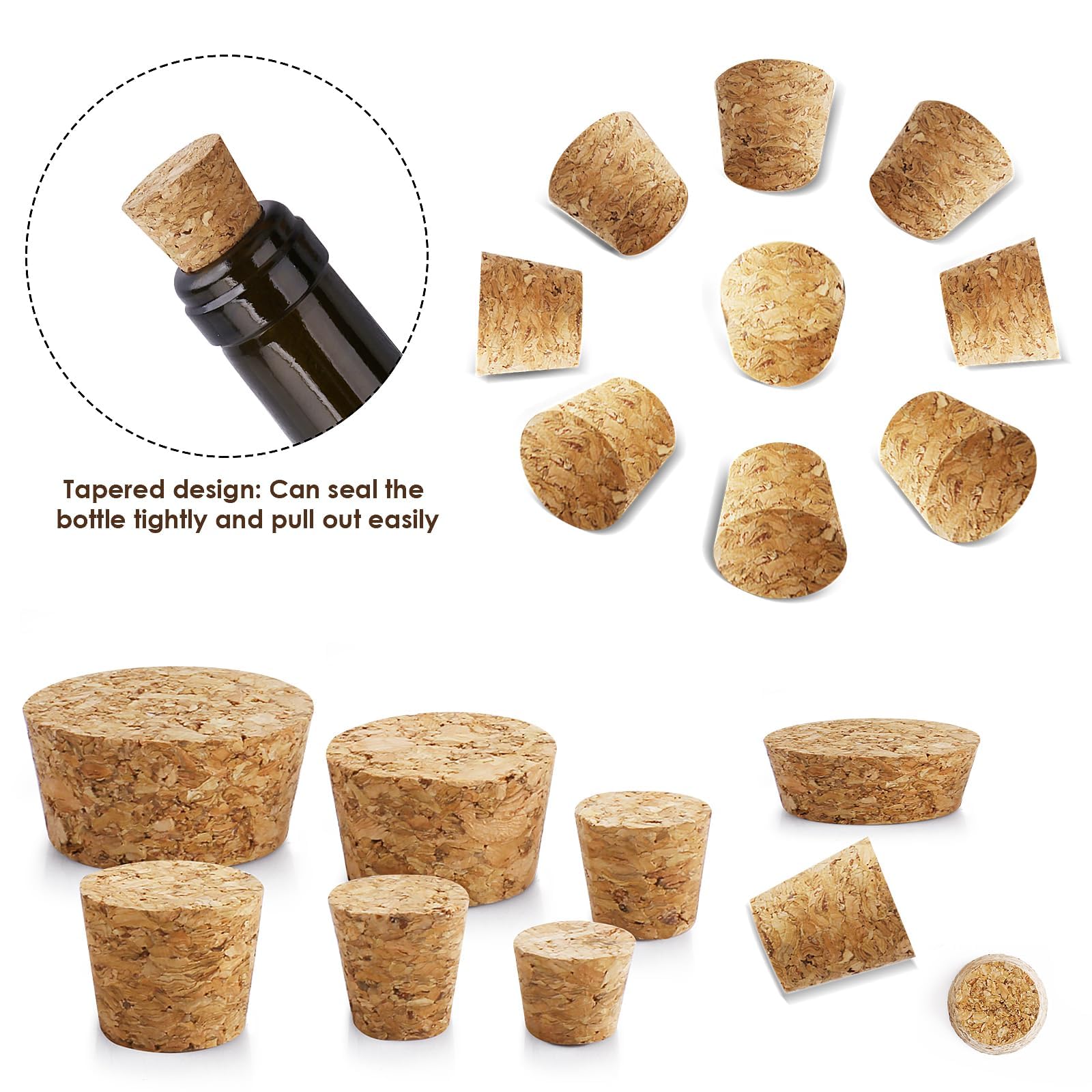 Snapklik.com : Natural Wooden Tapered Cork Plugs Wine Bottle Corks ...