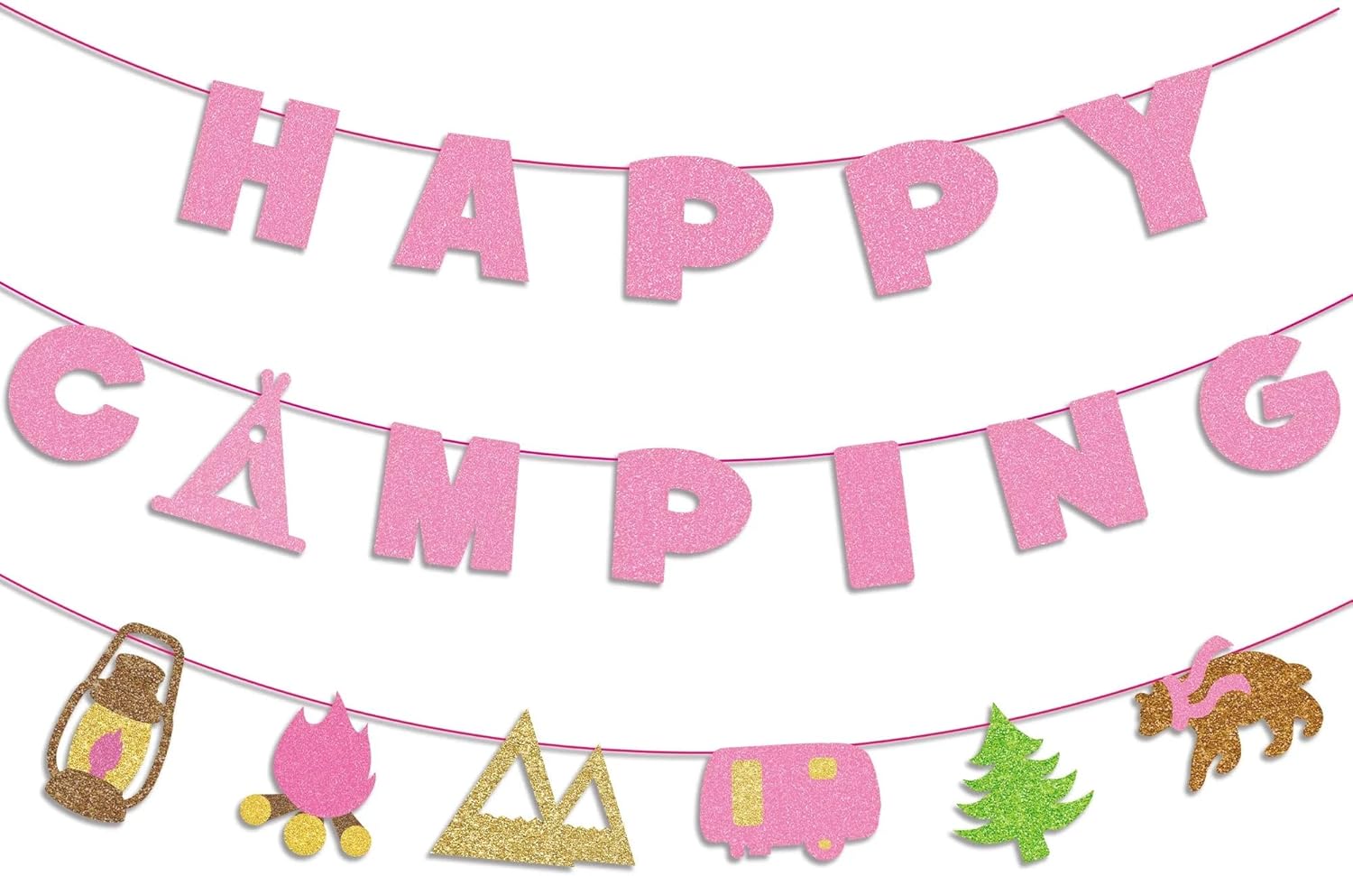 Amazon.com: Kristin Paradise Happy Camping Banner, Glamping Party Sign ...