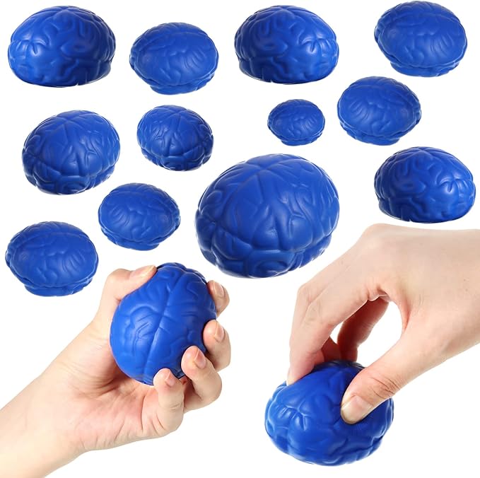 Amazon.com: Leitee 12 Pcs Brain Stress Balls Bulk Large Halloween Brain ...