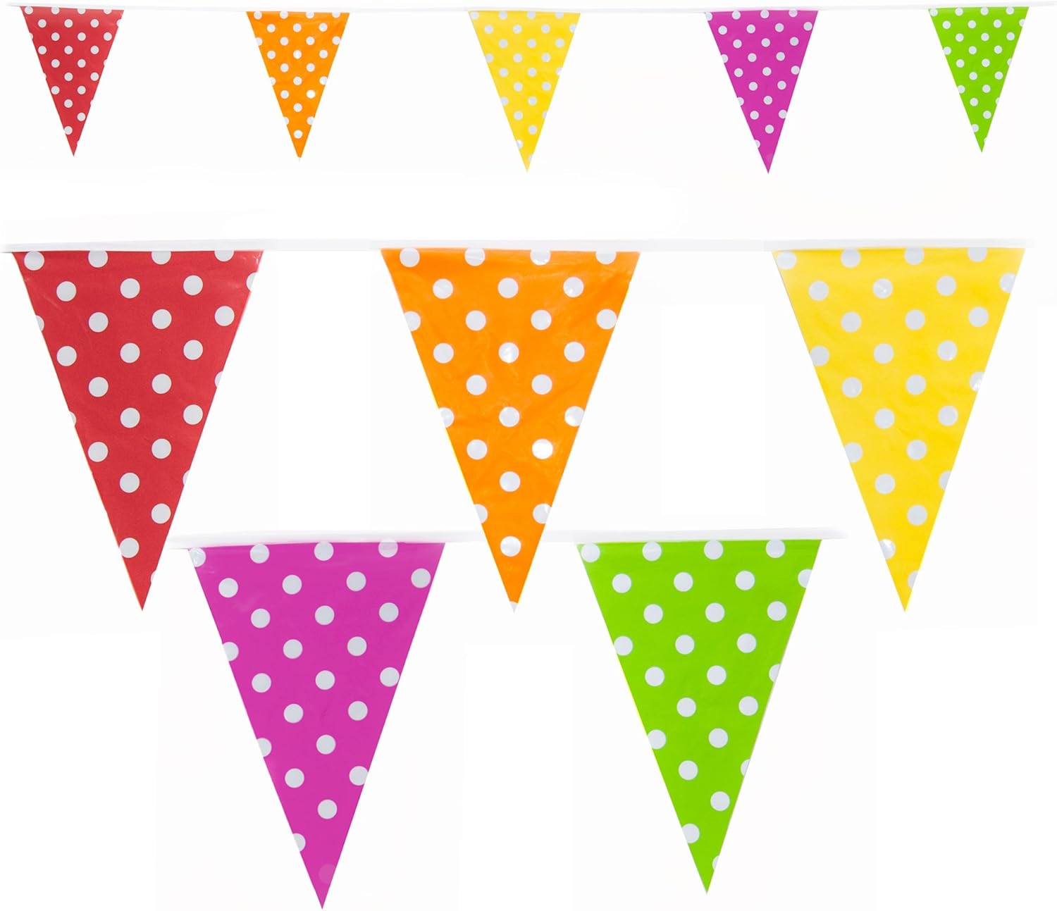 Amazon.com: SST Ltd Polka Dot Pennant Flags Multi Color Birthday Banner ...