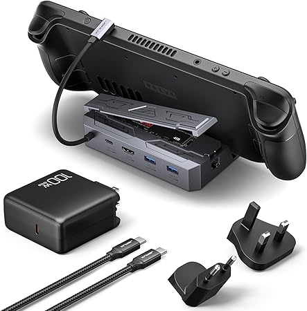 Amazon.com: JSAUX Steam Deck Dock with 100W Charger, 6-in-1 M.2 Docking Station for Steam Deck ...