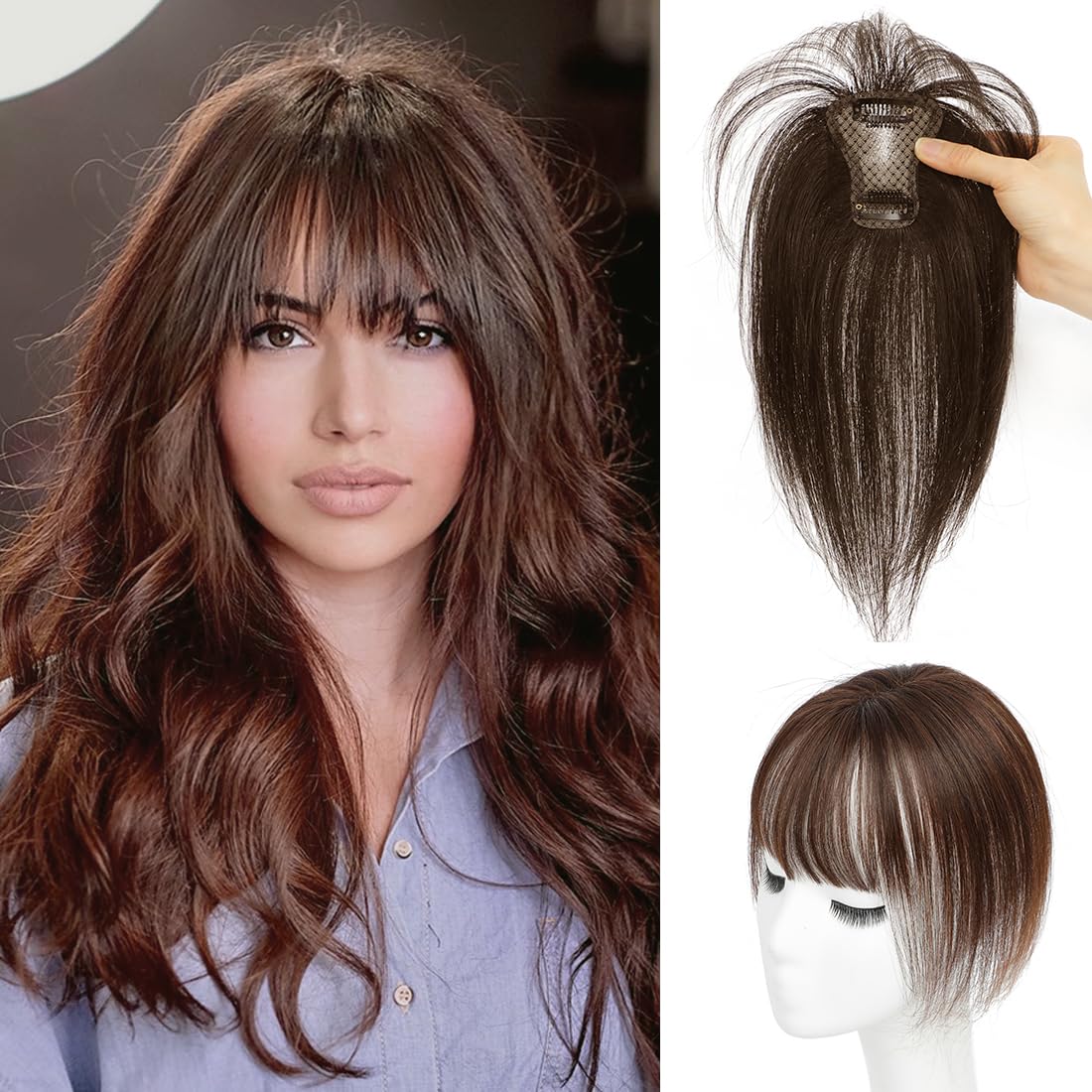 Amazon.com : Clip in Bangs, Bangs Hair Clip Hair Toppers for Women 100% ...