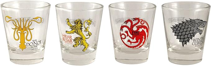 Amazon.com | Game of Thrones Shot Glasses 4-Pack (Stark, Targaryen ...