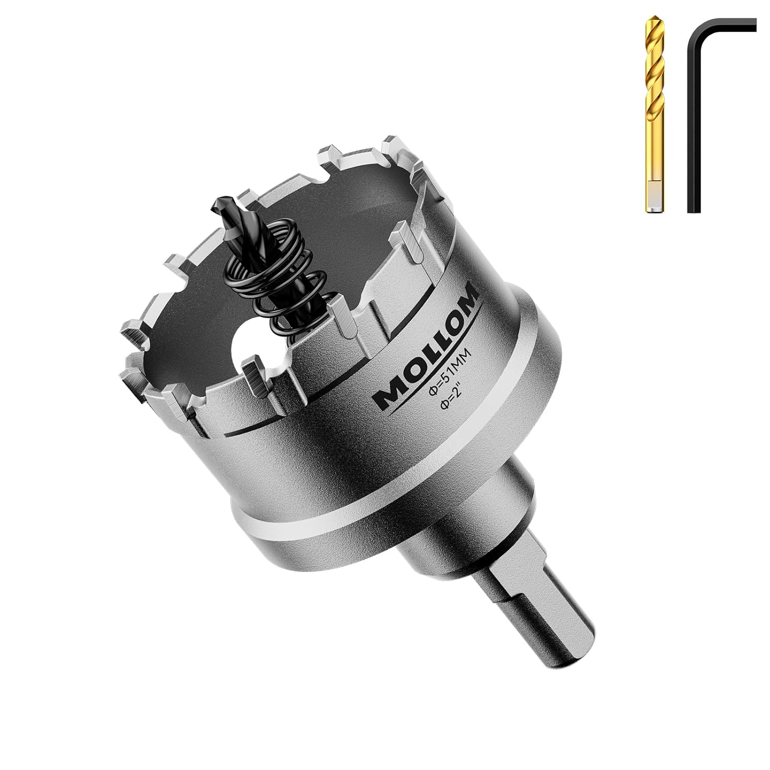 Mollom (2'' | 51mm) Heavy Duty Carbide Hole Saw with 2 Pilot Drill Bits ...