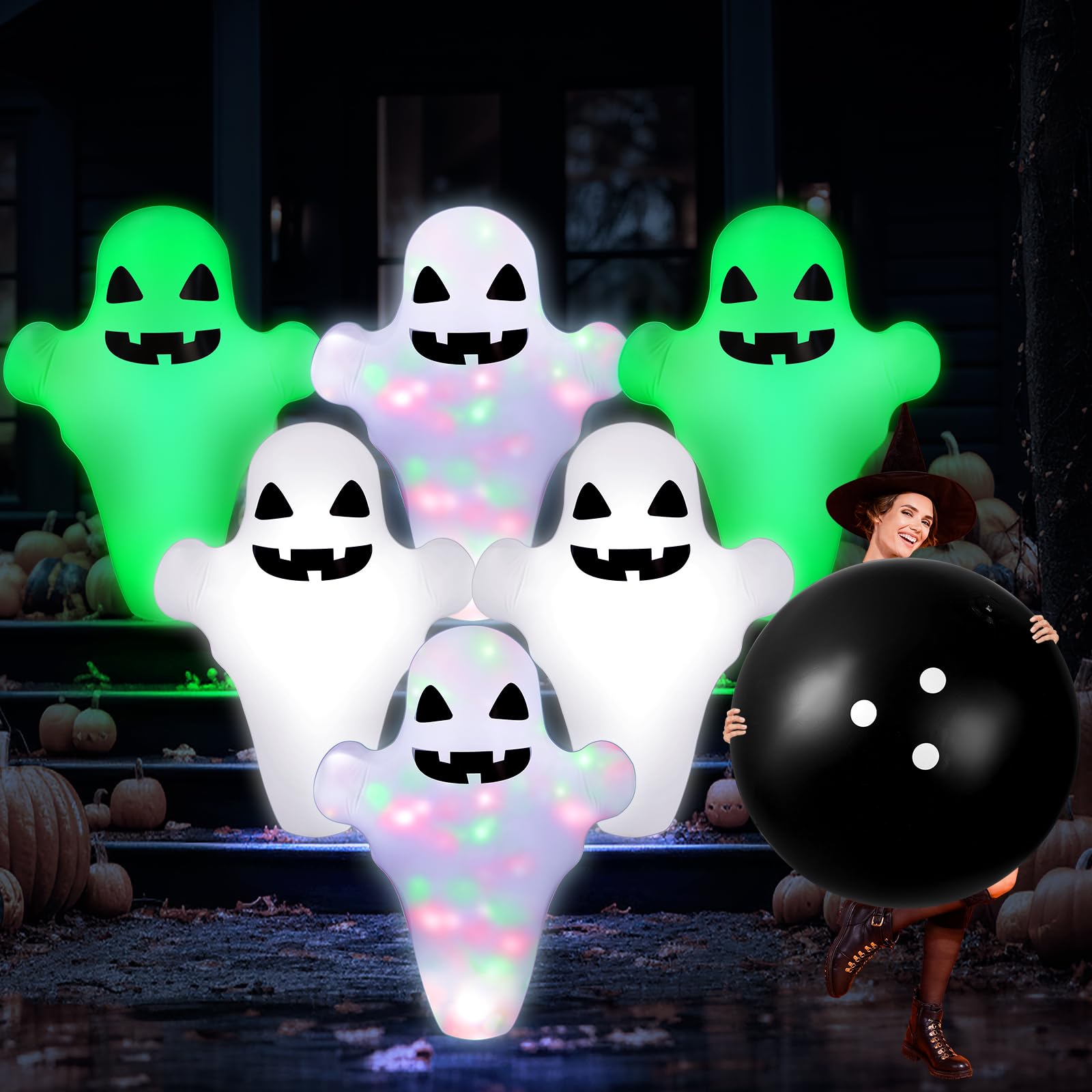 Amazon.com : WinnerWhy 7 Pcs LED Giant Halloween Ghost Inflatable ...