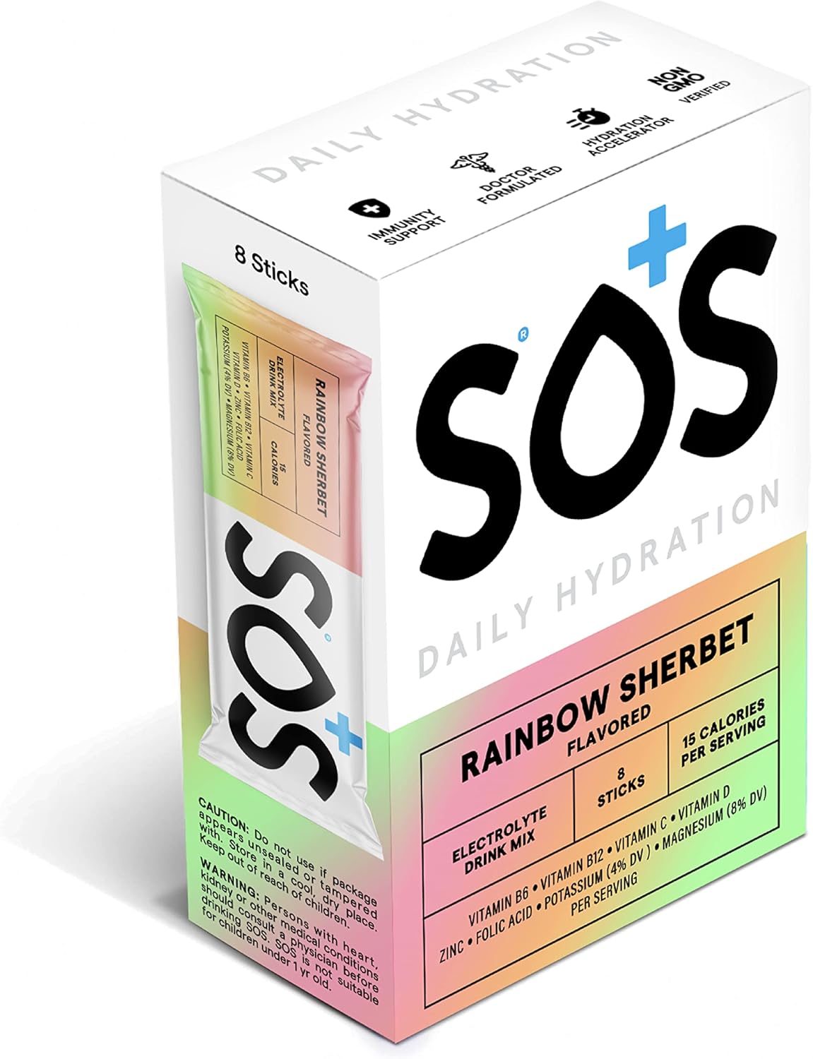 Amazon.com: SOS Hydration Electrolyte Powder Packets, Rainbow Sherbert ...