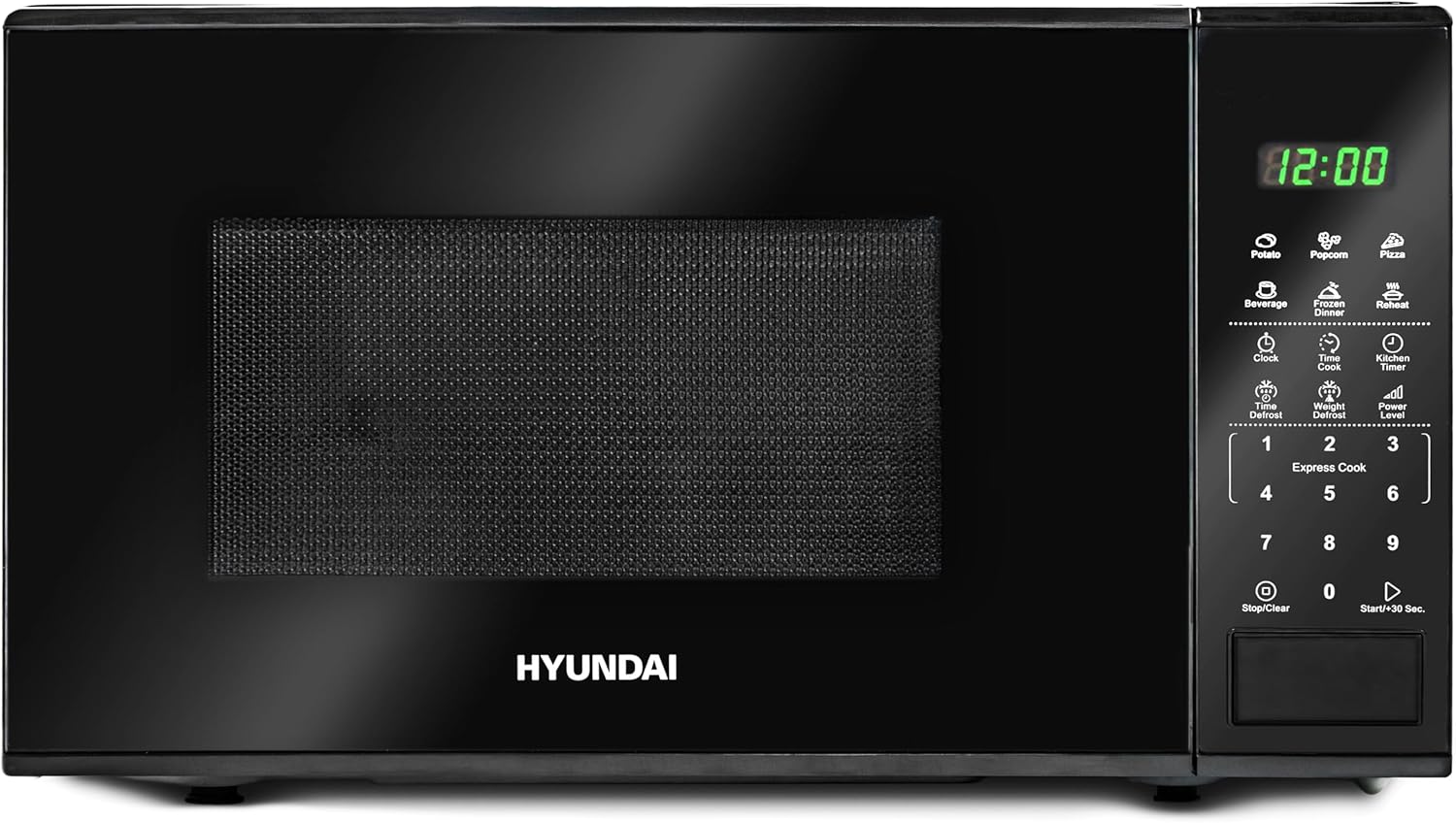Hyundai 800W 20L Black Digital Microwave, Stainless Steel Interior, 11 ...