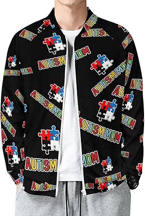 Amazon.com: Autism Mom Casual Varsity Jacket Lightweight Bomber Jackets ...