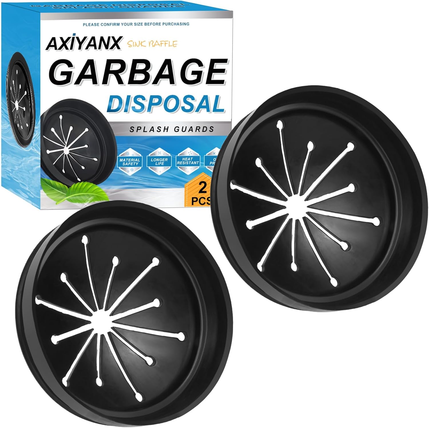 AxiyanX 3 3/8" Inch Sink Splash Guard - Rubber Garbage Guard and ...