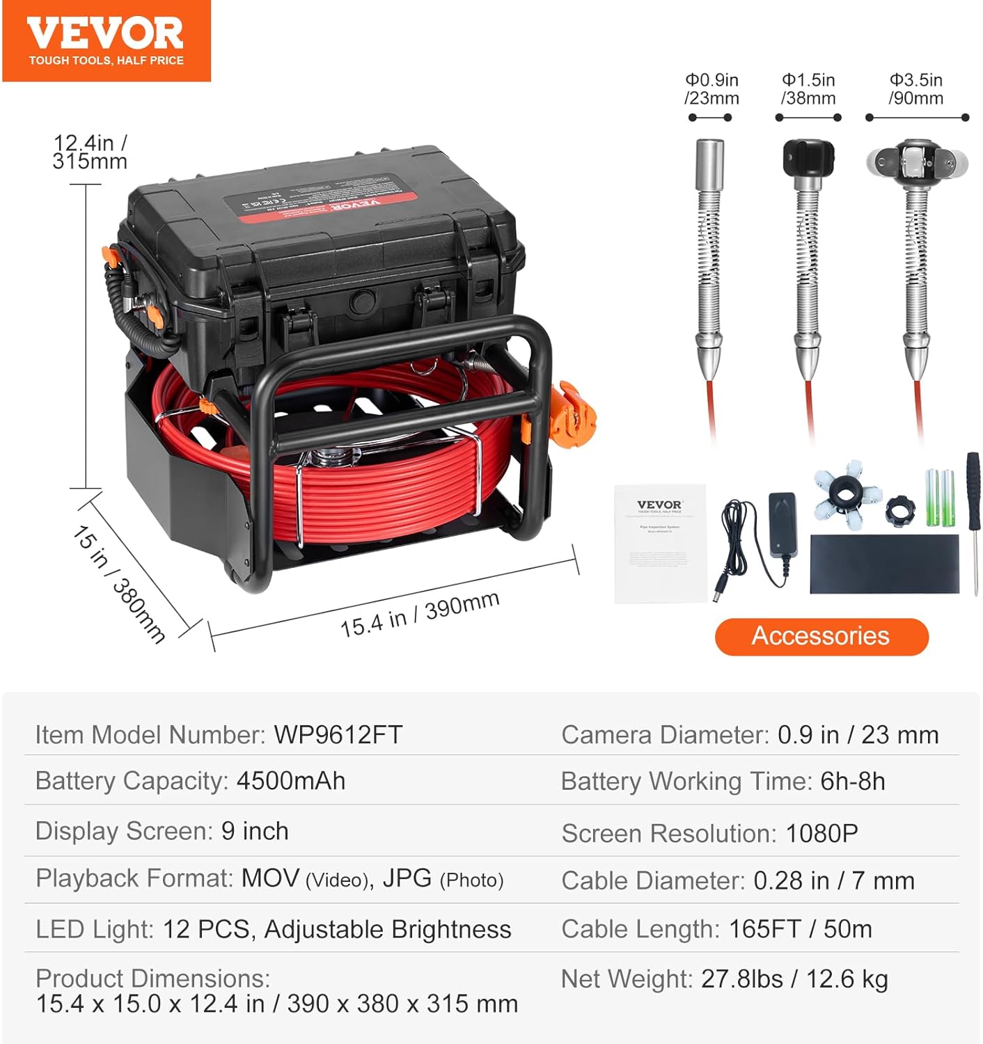 VEVOR WP9612FT Sewer Camera User Manual