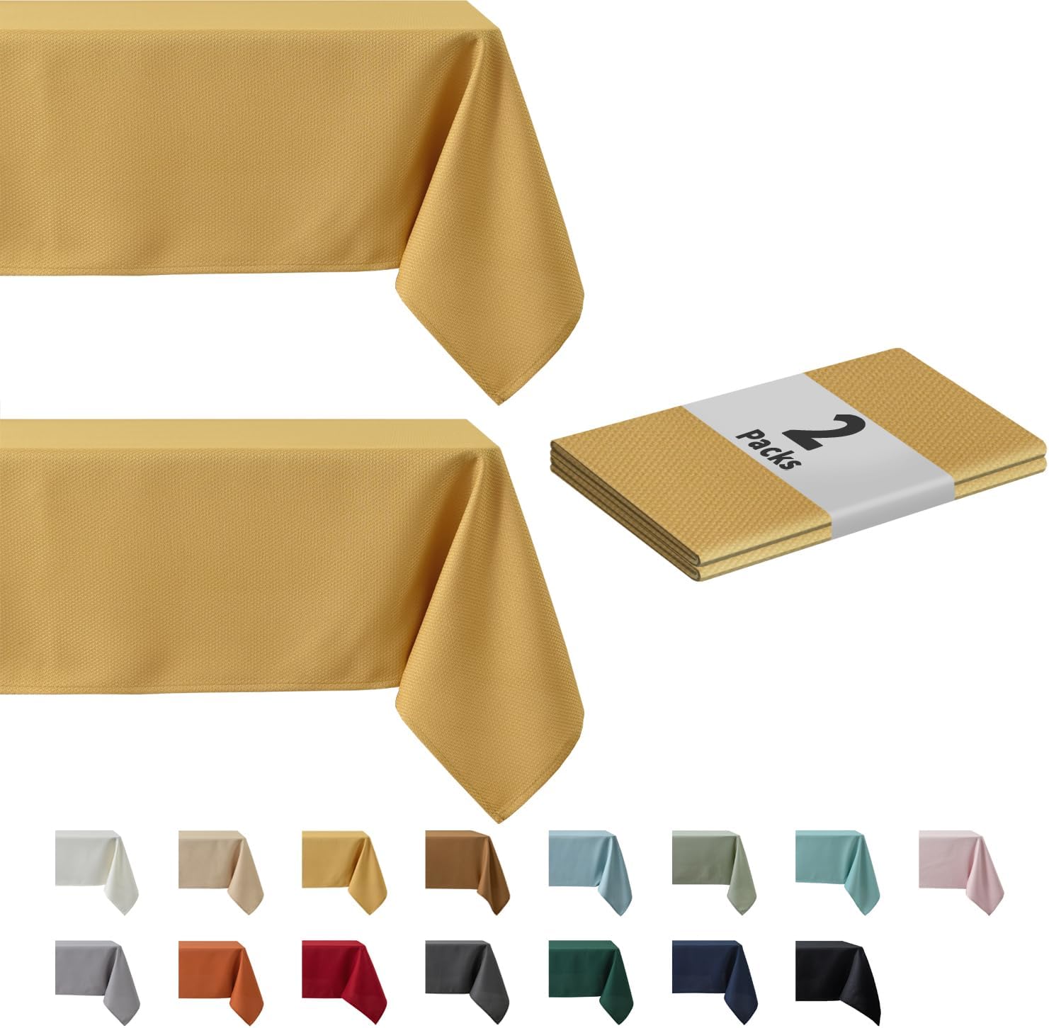 Amazon.com: maxmill 2 Pack Rectangle 52 x 70 Inch Ochre Yellow Textured ...