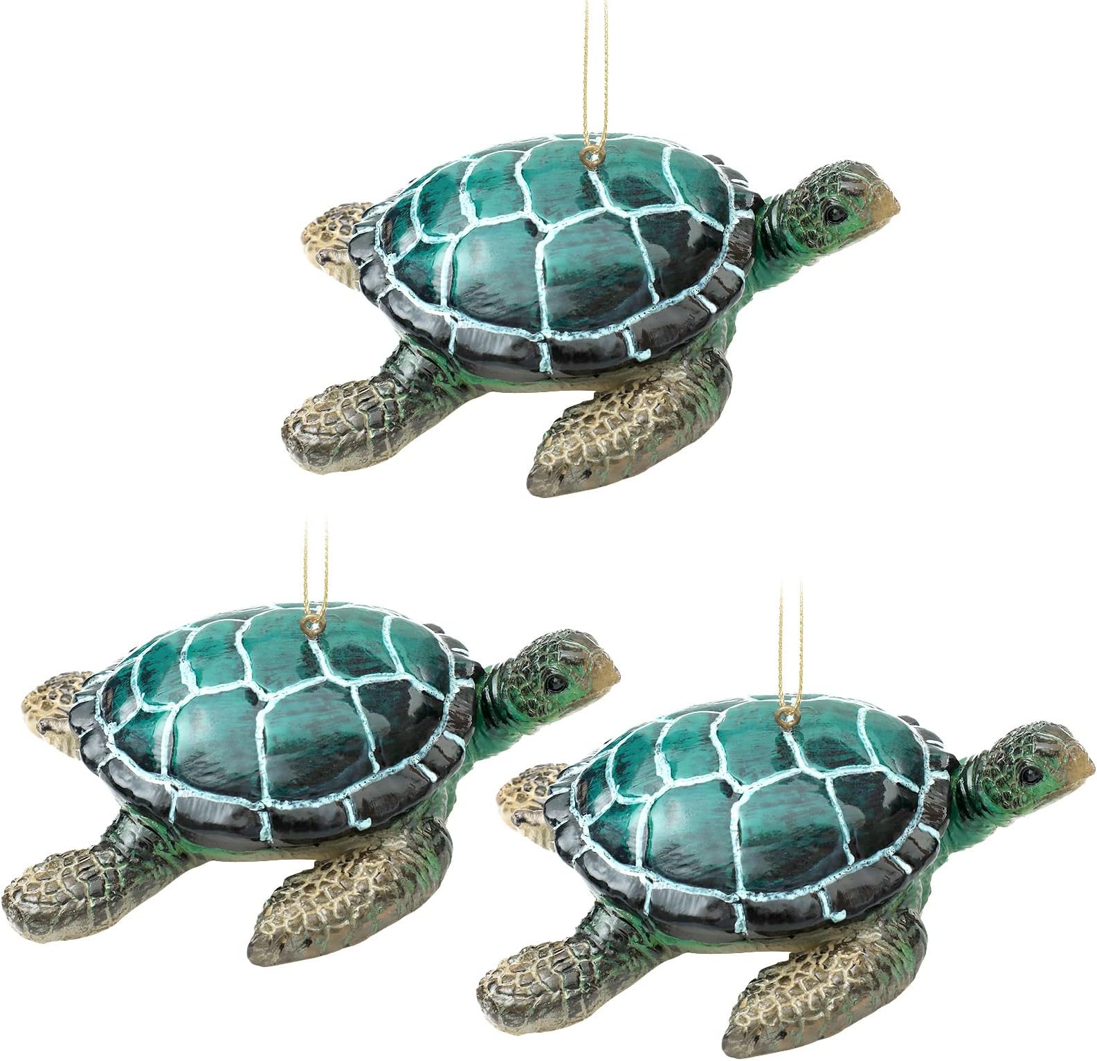 Amazon.com: Blue Green Sea Turtle Ornament Set - 2 Pack - 3 1/2" Long ...
