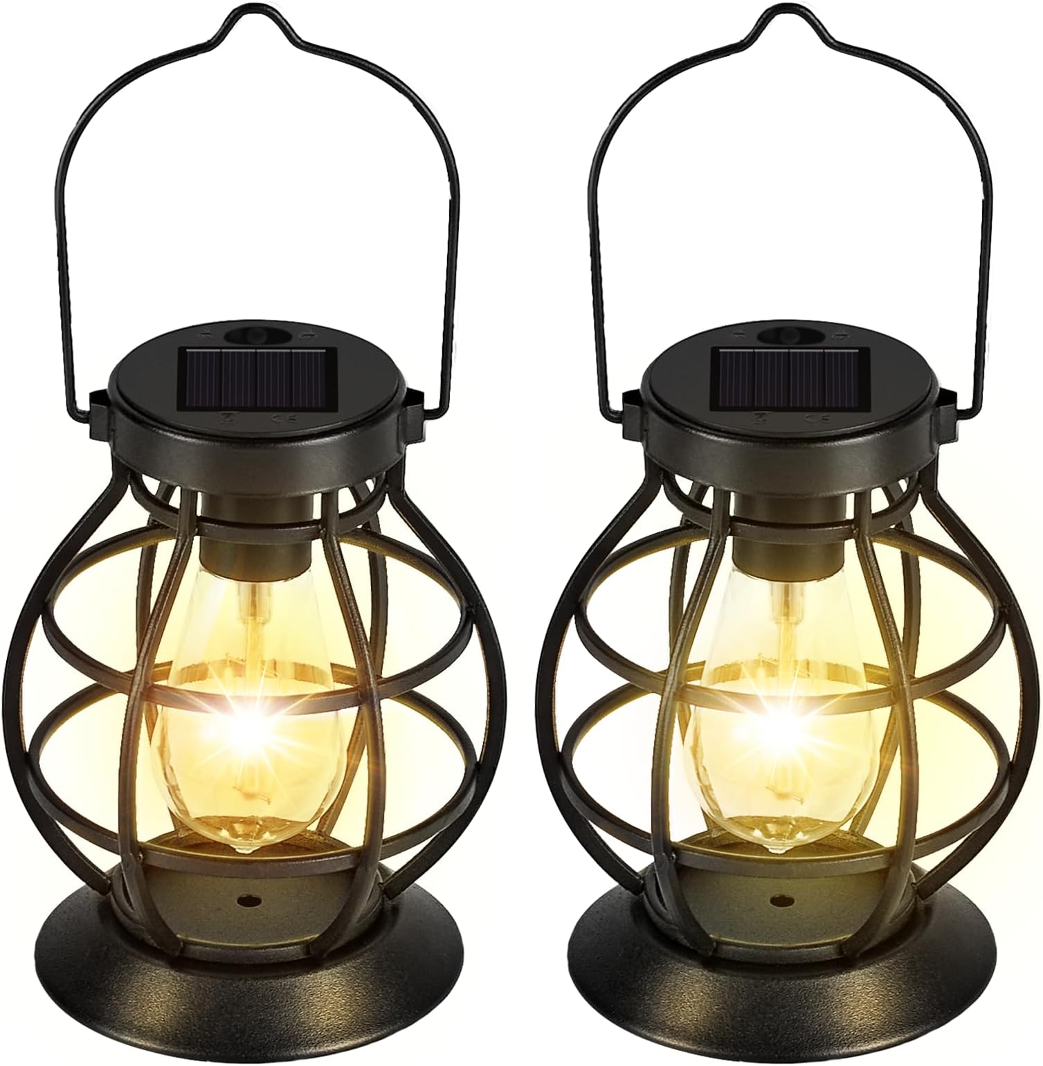 Amazon.com: 2 Pack Solar Lanterns Outdoor Hanging Lantern Lights, Metal ...