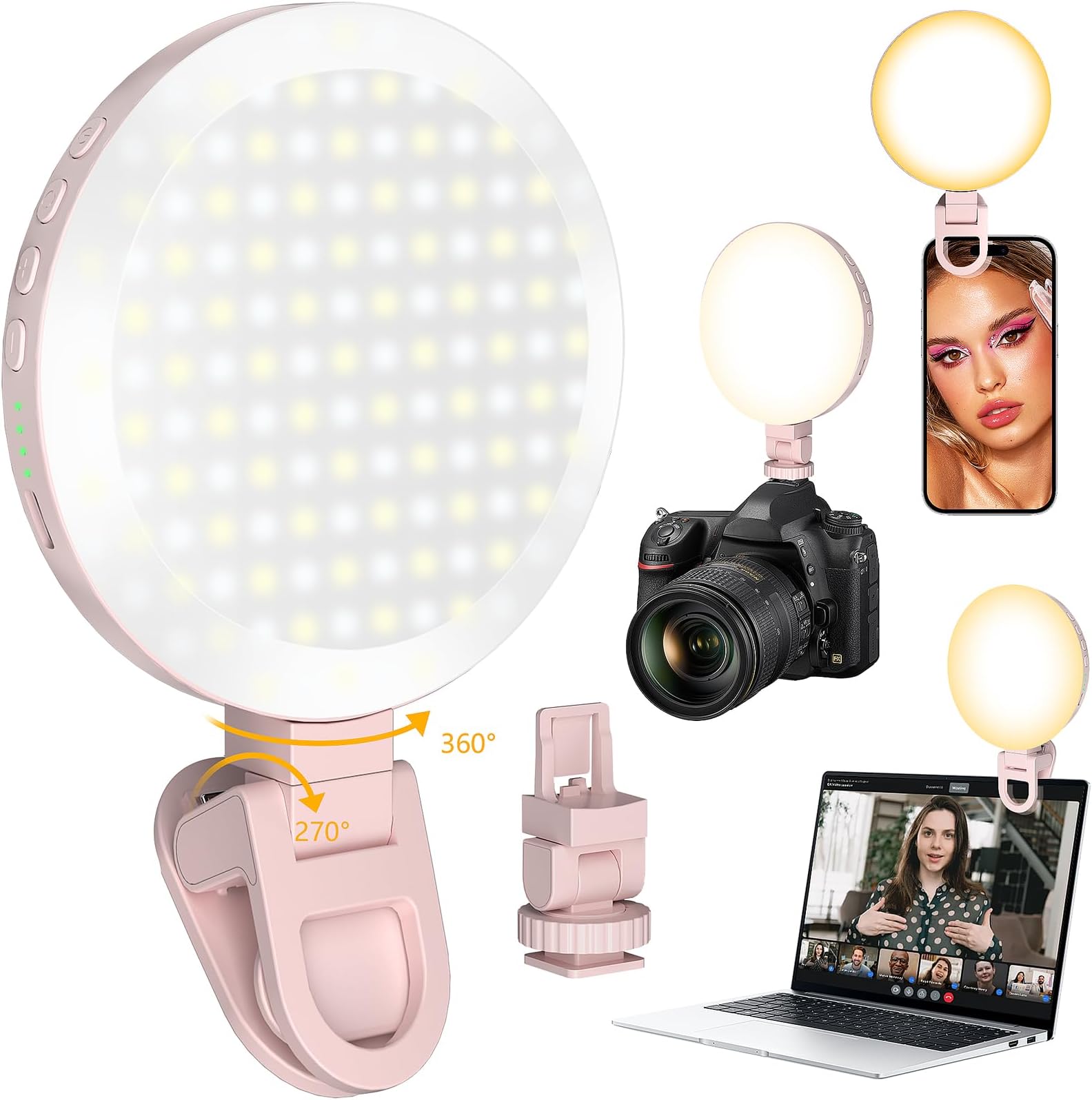 Amazon.com: 154 LED Phone Light, 5000Mah Rechargeable Selfie Light Clip Video Light, Adjusted 3 ...