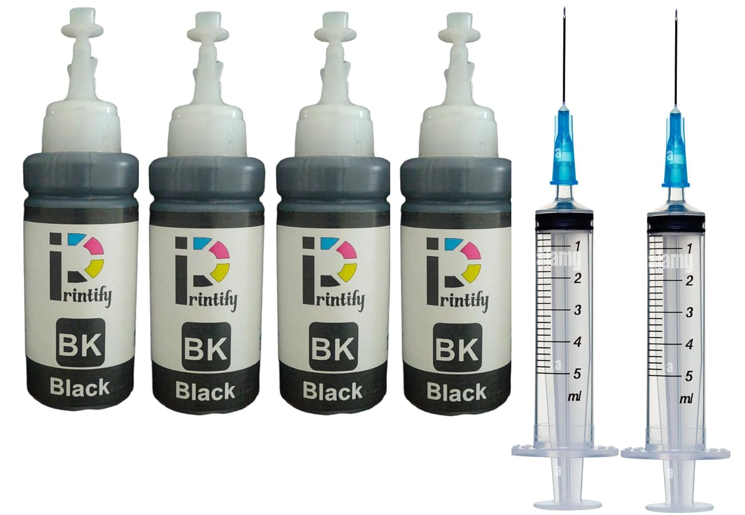Black Ink 4x100_ml with 2 Syringe Inkjet Printer Refill Ink for HP 678 ...