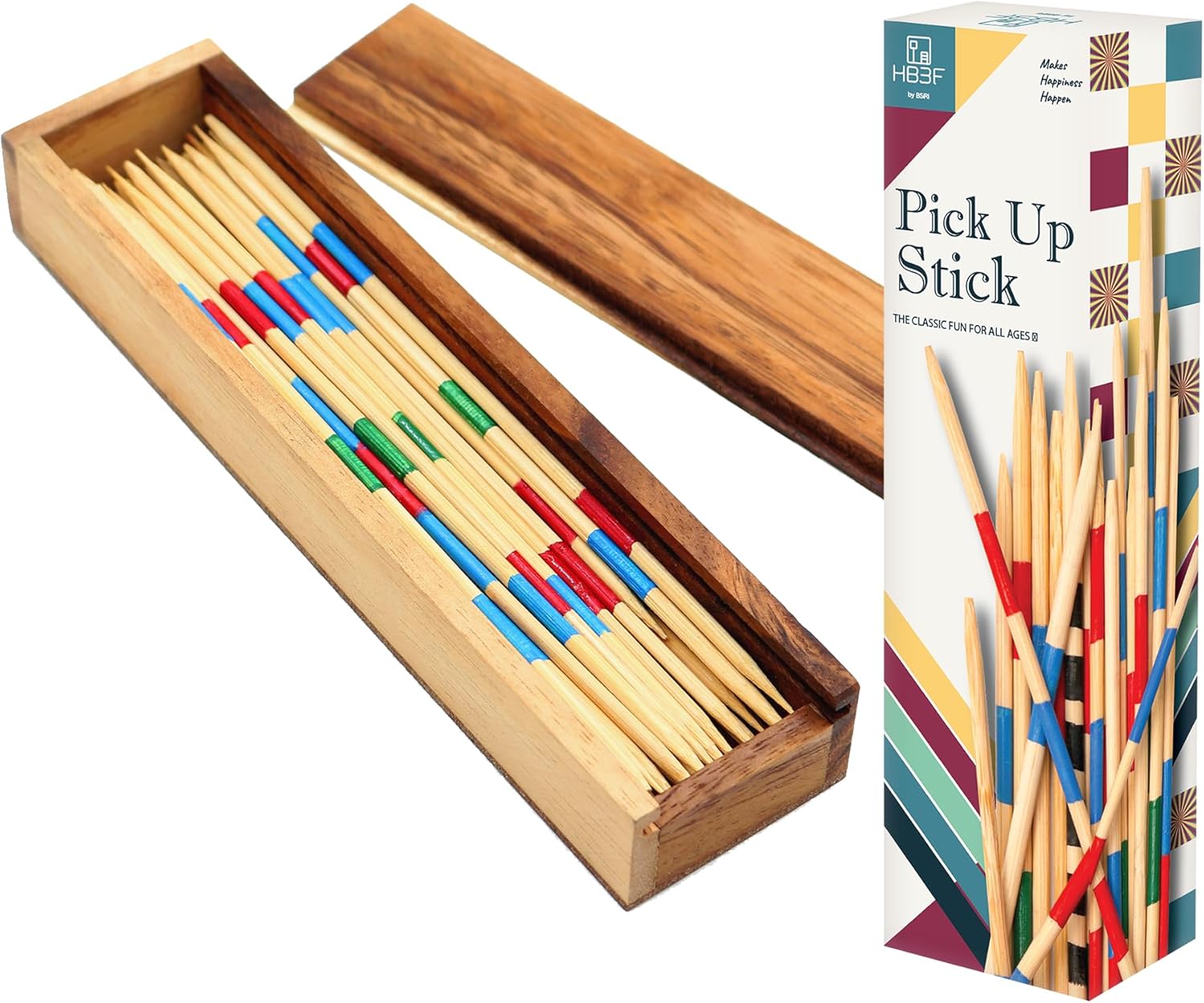 Amazon.com: BSIRI Mikado Wooden Pick Up Sticks Classic Kids Board Game ...