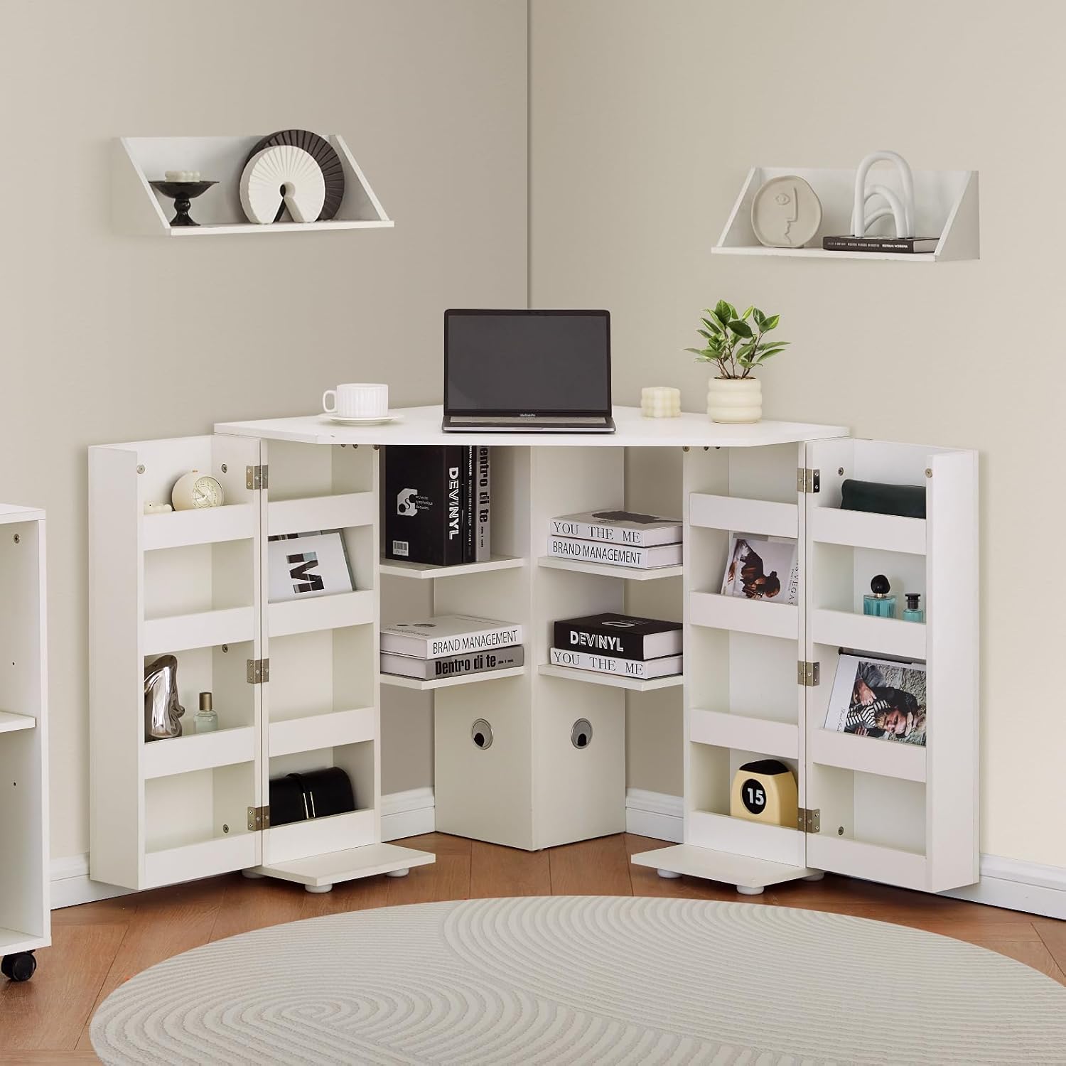 TUKAILAi L-Shaped Computer Desk Extendable Corner Curved Workstation ...