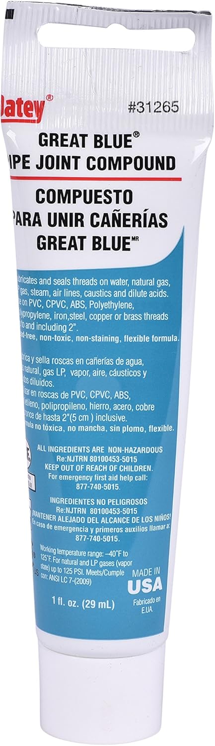 Amazon.com: Oatey 31265 Great Blue Pipe Joint Compound, 1 fl.Ounce ...