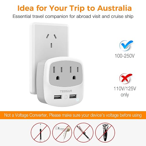 Snapklik.com : TESSAN New Zealand Australia Power Plug Adapter, Type I ...
