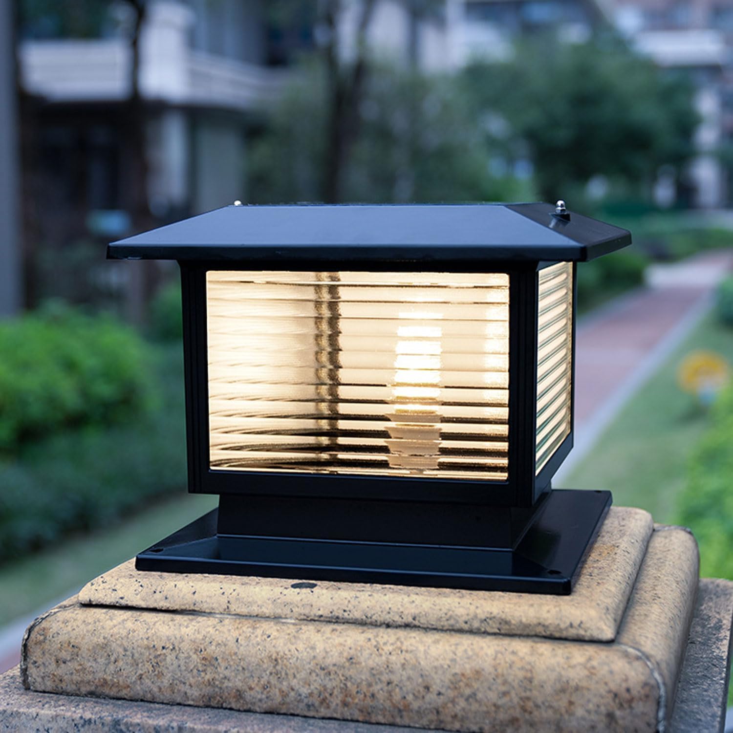 Amazon.com: DAHGEO Solar Outdoor Column Lights IP65 Waterproof Solar ...