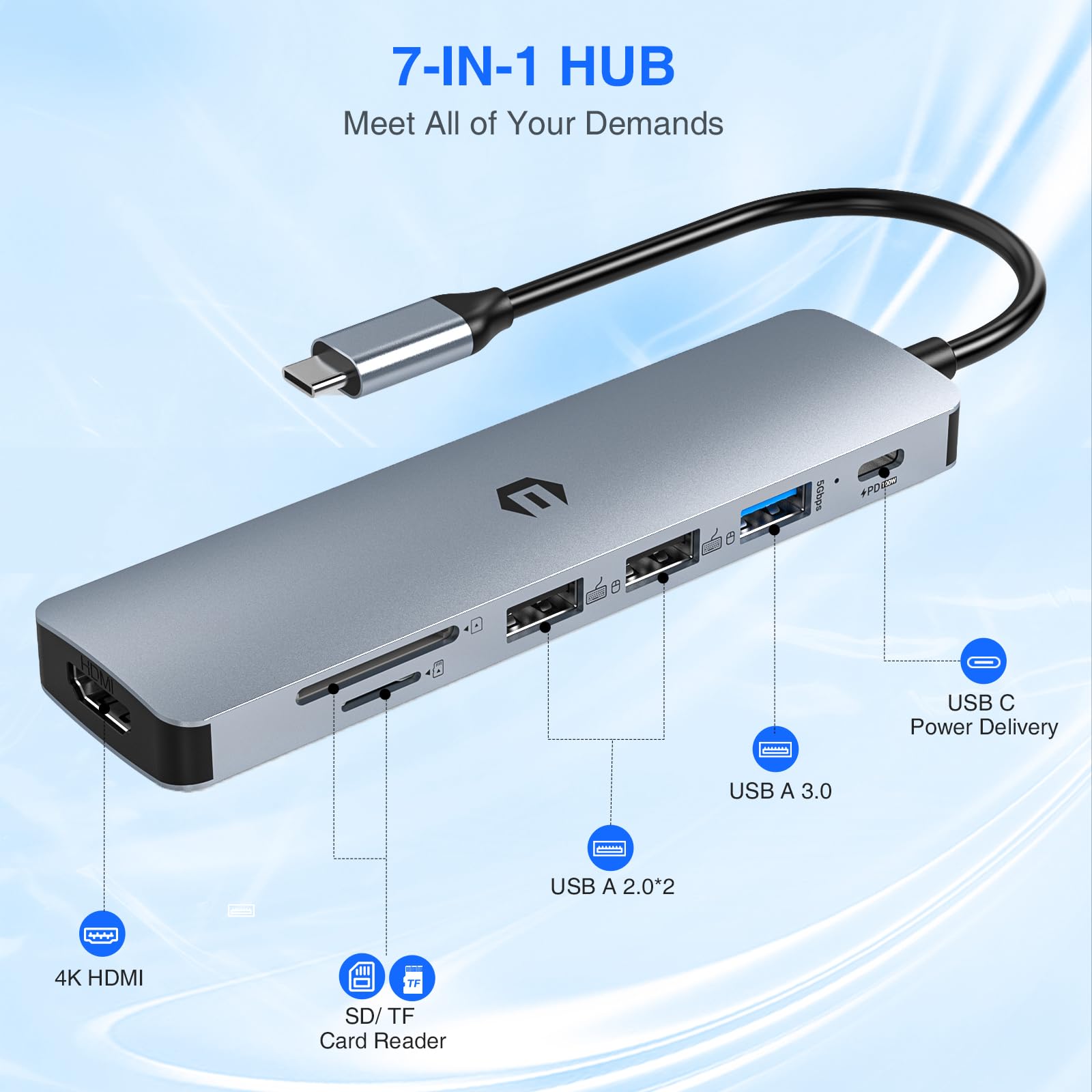 Snapklik.com : USB C Hub, 7-in-1 Docking Station, Enabling Stunning 4K HDMI Visuals, Lightning ...