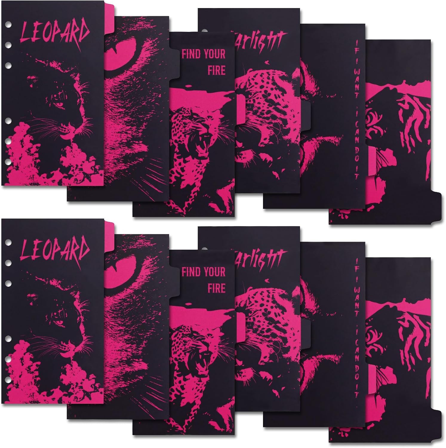 Amazon.com : 2 Sets Leopard A5 Binder Divider with 6 Tabs, Paper ...