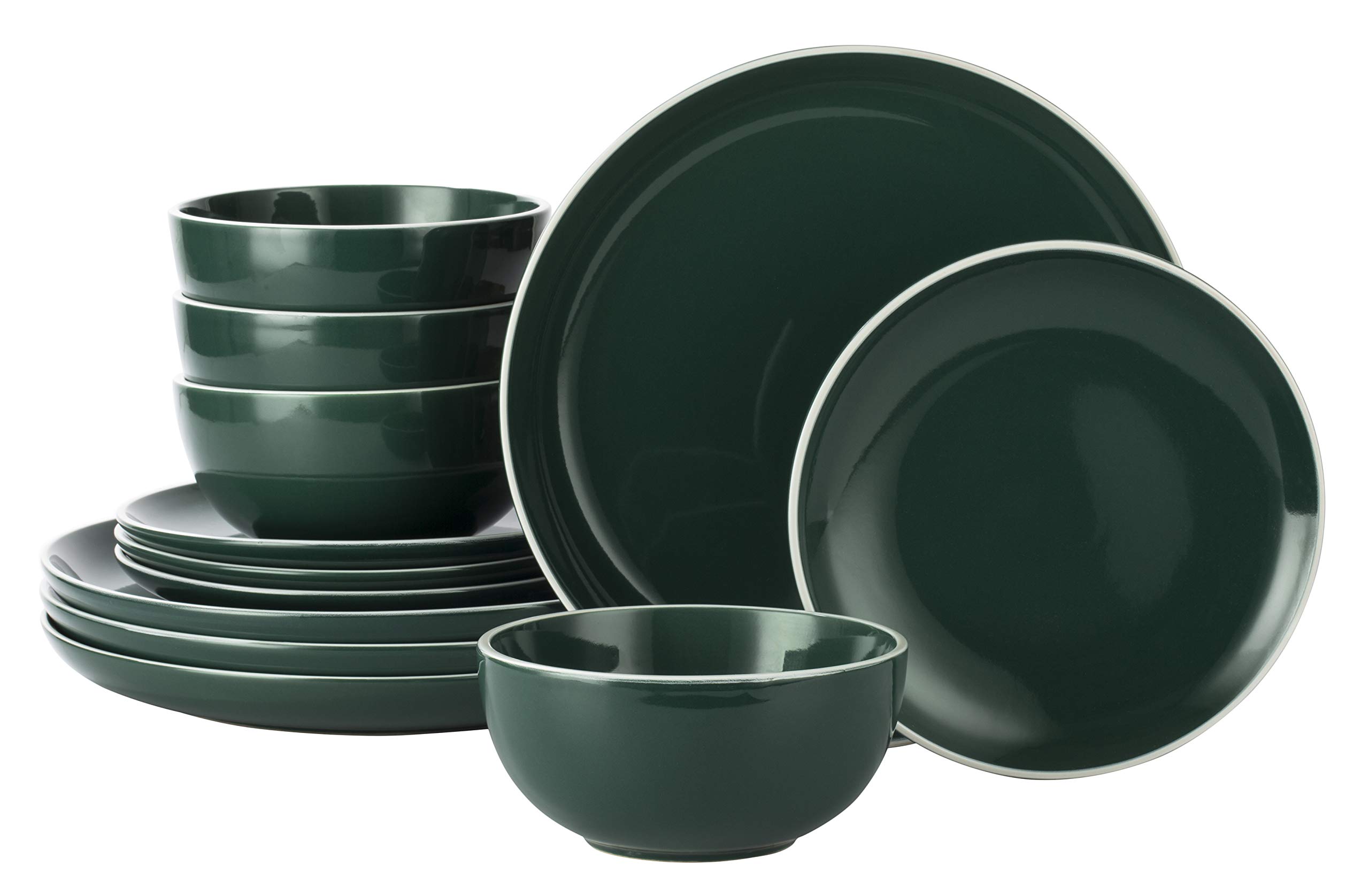 Waterside - 12 Piece Emerald Green Dinner Set : Amazon.co.uk: Home ...