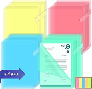 A4 Clear Plastic Folders, 44 PCS Colors Wallets for File Paper Cover ...