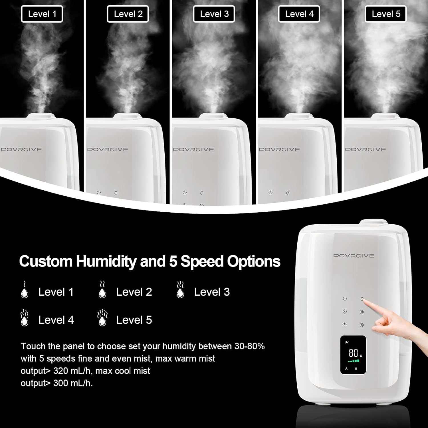 Buy Humidifiers for Bedroom, 5 L Large Top Fill Warm and Cool Mist ...