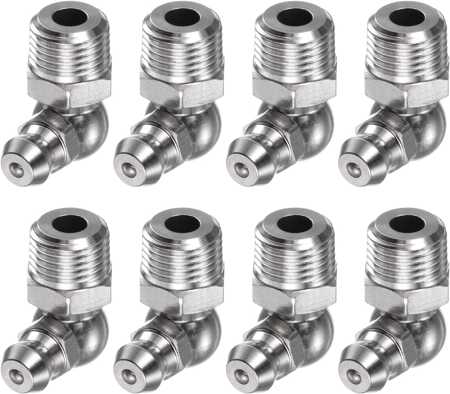 sourcing map 8pcs 201 Stainless Steel 90 Degree Grease Fitting PT1/8 ...