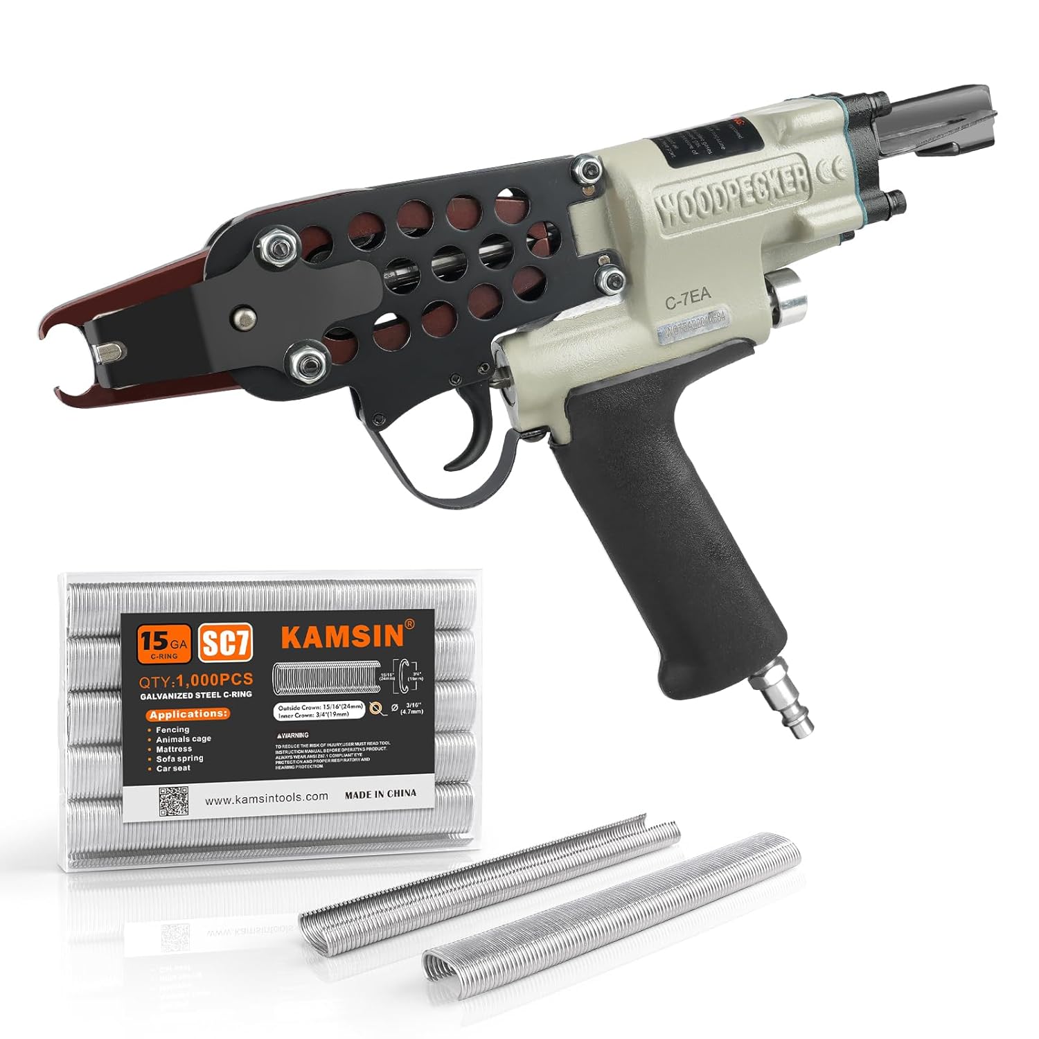 Woodpecker C-7EA 15 Gauge Pneumatic Hog Ring Gun Kit, 3/4-Inch Crown ...