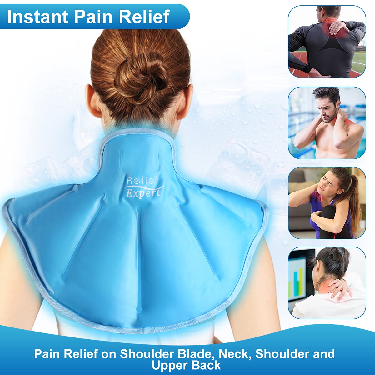 Relief Expert Large Neck Shoulder Ice Pack for Injuries Reusable Gel ...