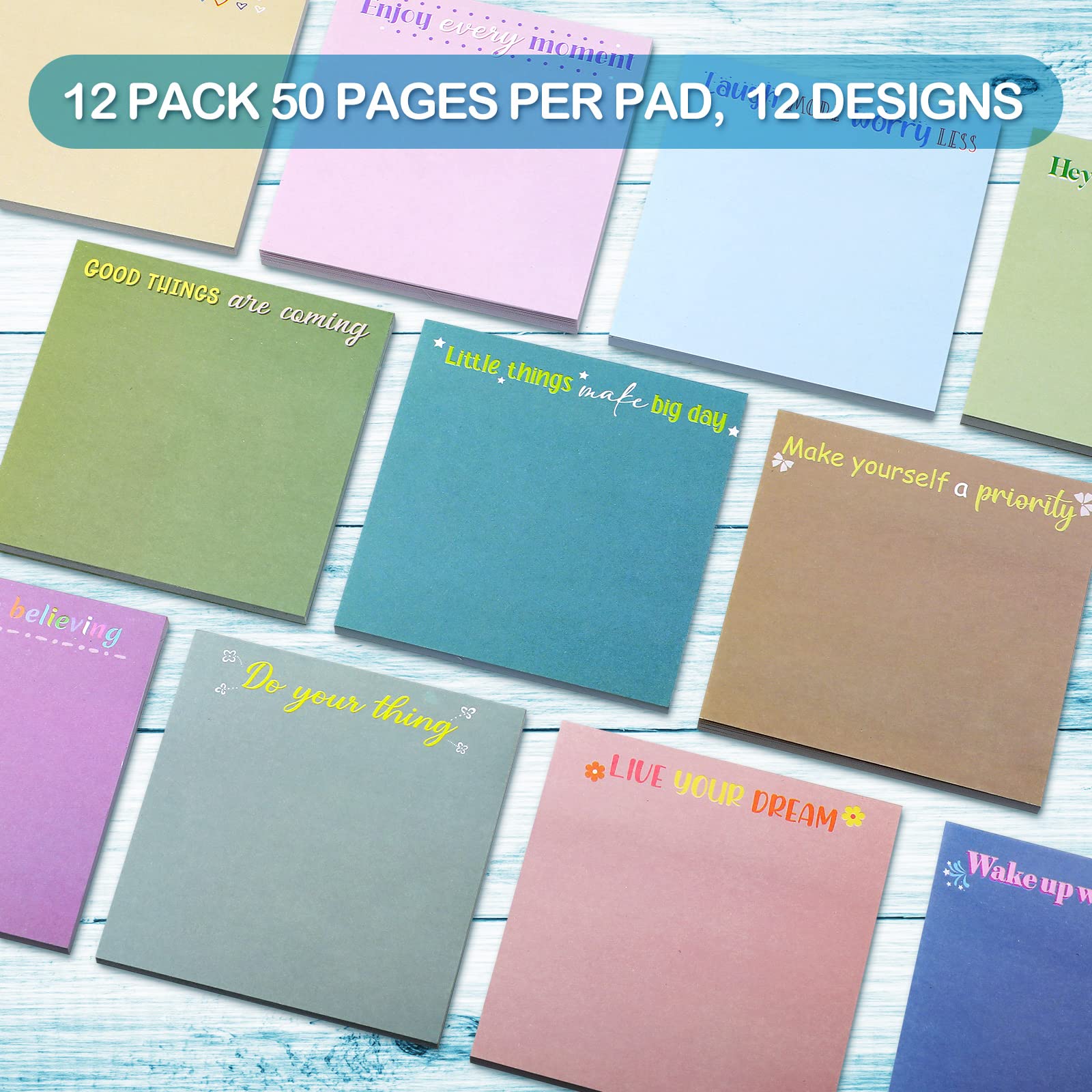 Snapklik.com : Zonon 12 Pieces Inspirational Sticky Notes 3 X 3 Inch ...