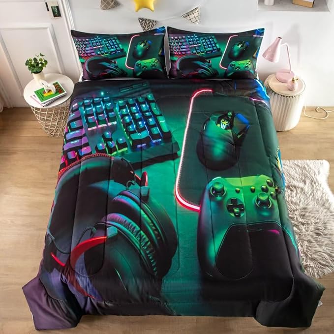 Amazon.com: GRAT TIOC Gamer Comforter Sets for Teen Boys, Gaming ...
