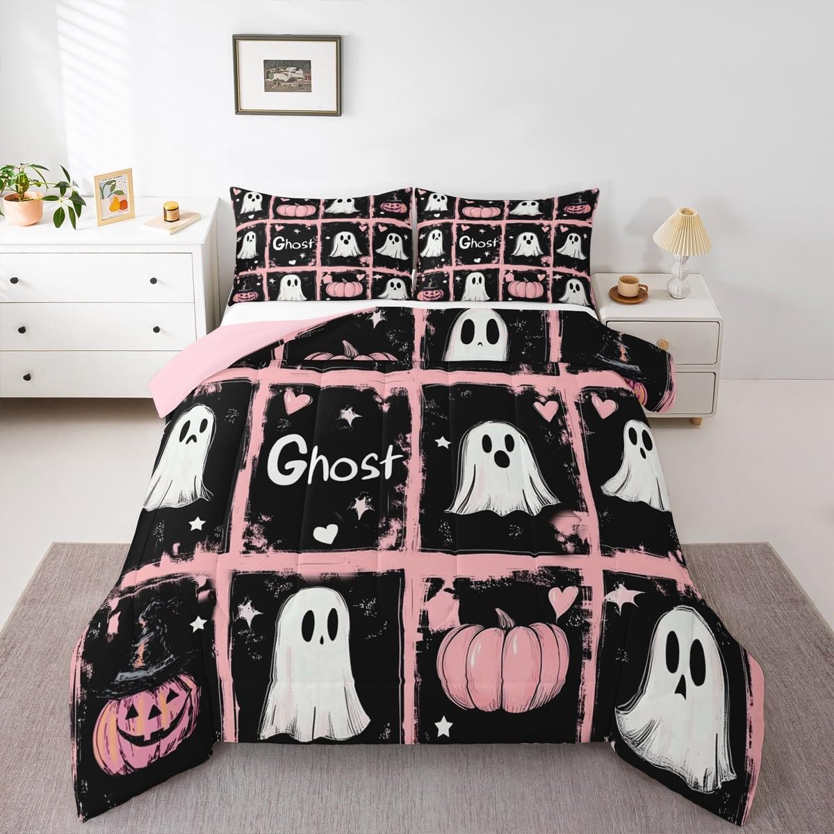 Amazon.com: Erosebridal Gothic Ghost Comforter Set Halloween Full Size ...