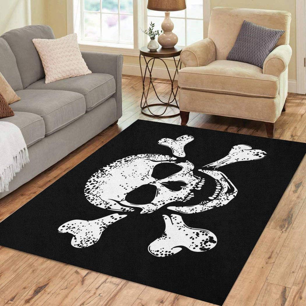 Amazon.com: Vooft Area Rugs 3'x5' Skull Jolly Roger Human Dead Head ...