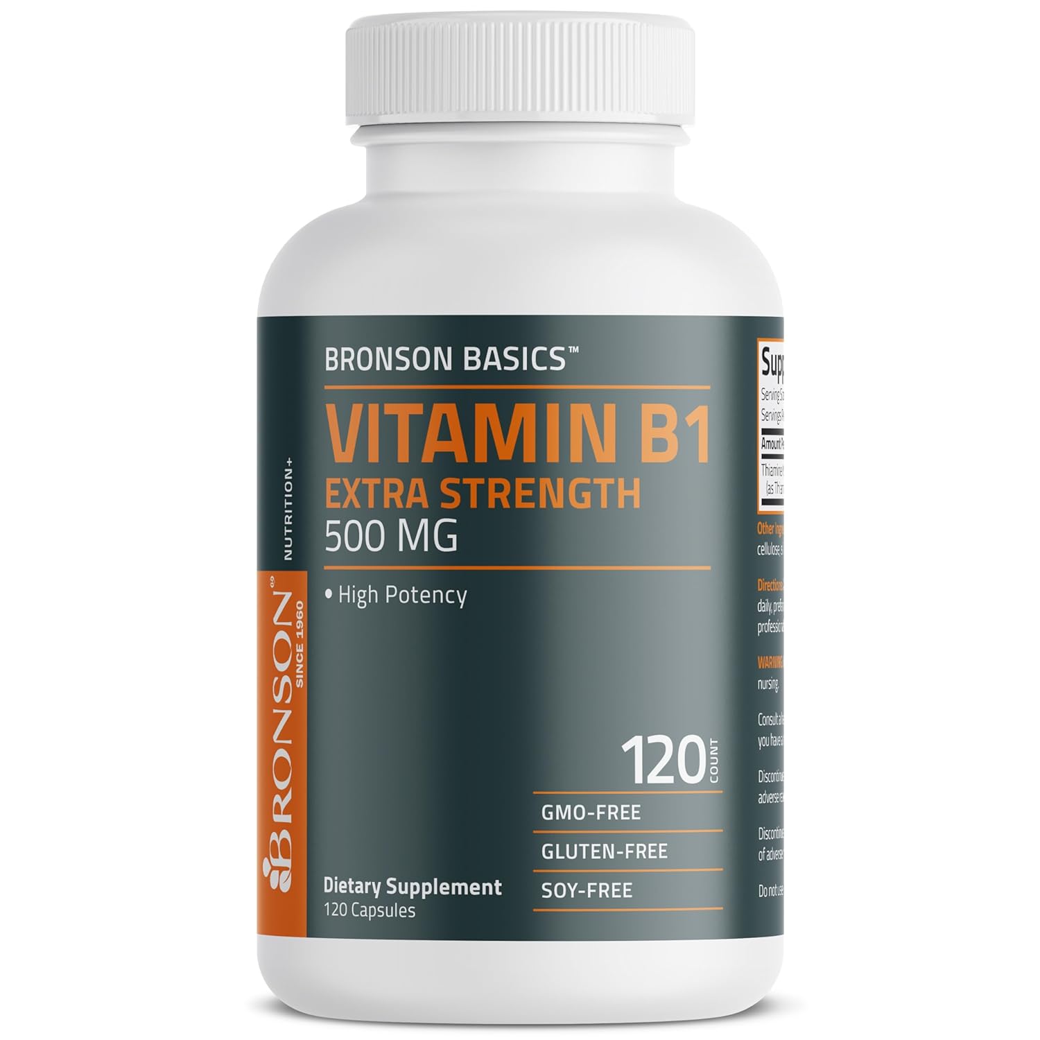 Bronson Vitamin B1 Extra Forte 500 MG Alta Potência Não-OGM, 120 ...