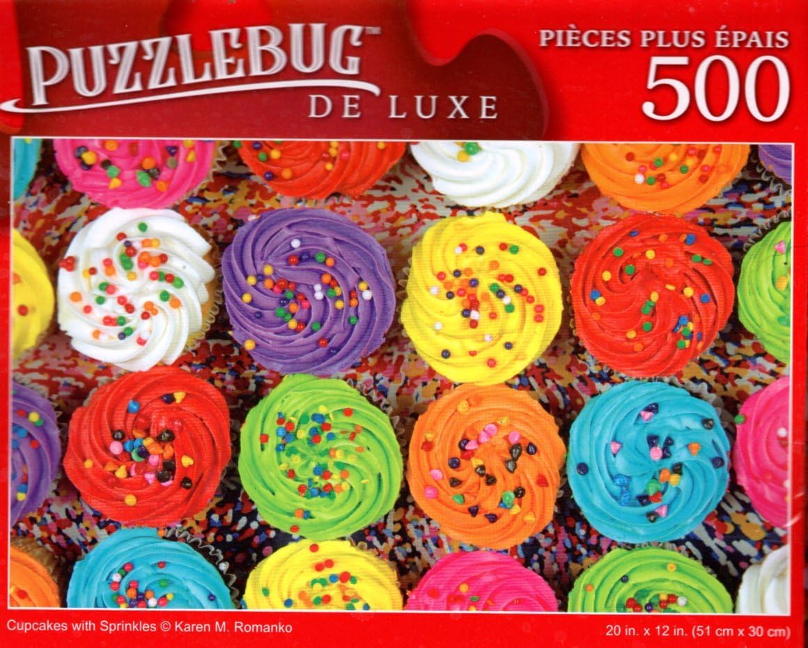 Amazon.com: Cupcakes with Sprinkles - 500 Pieces Deluxe Jigsaw Puzzle ...
