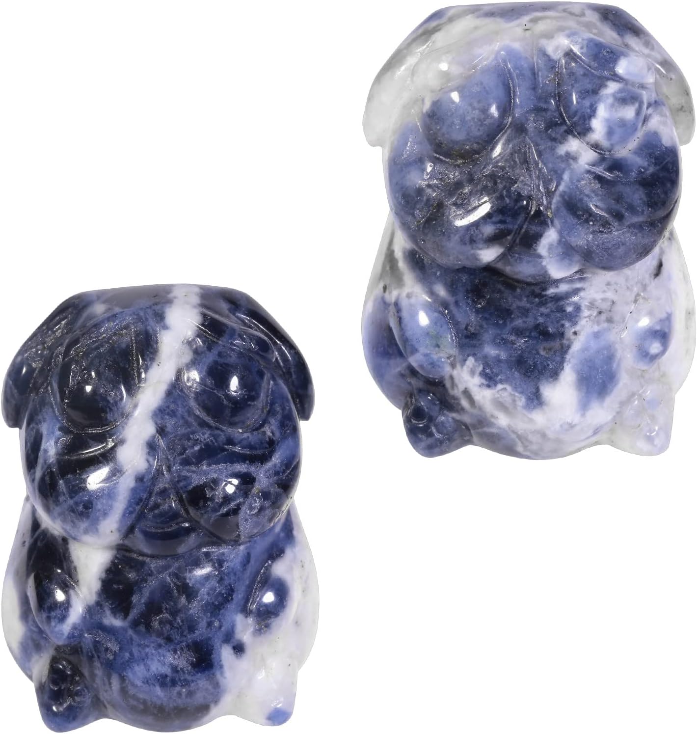 Amazon.com: mookaitedecor Set of 2 Hand Carved Sodalite Crystal Pug ...